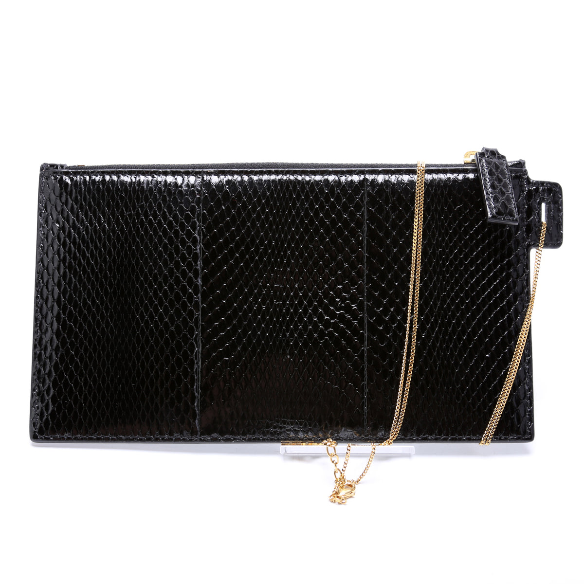 Snakeskin Pouch With Chain