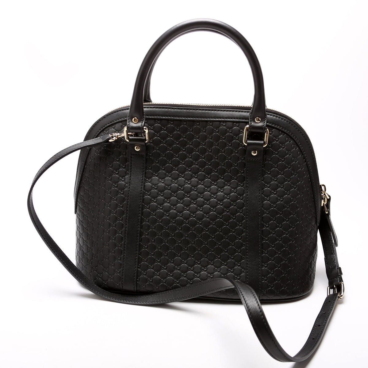 449663 Guccissima Dome Bag Medium Black