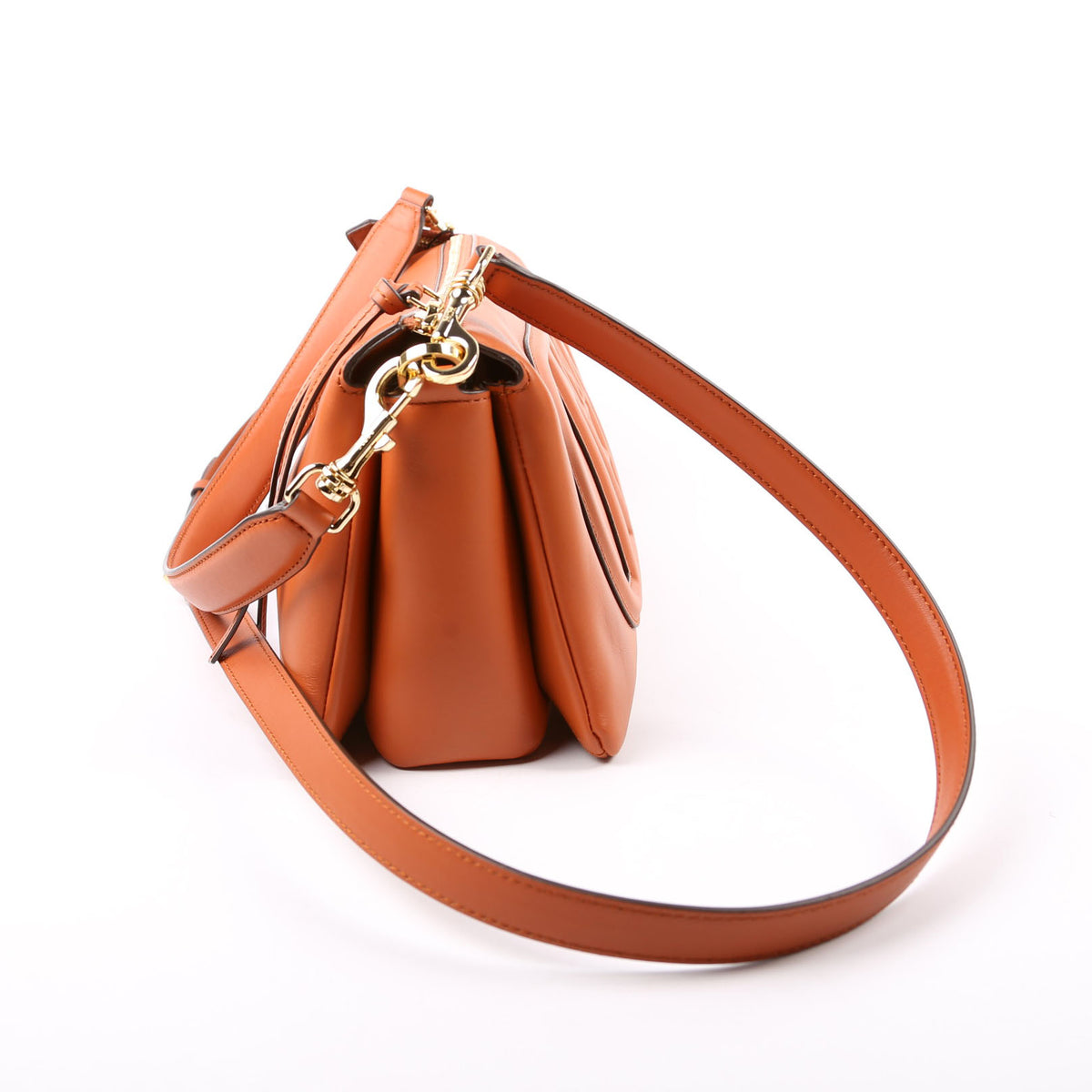 Mode Travia Small Spanish Leather Shoulder Bag Orange