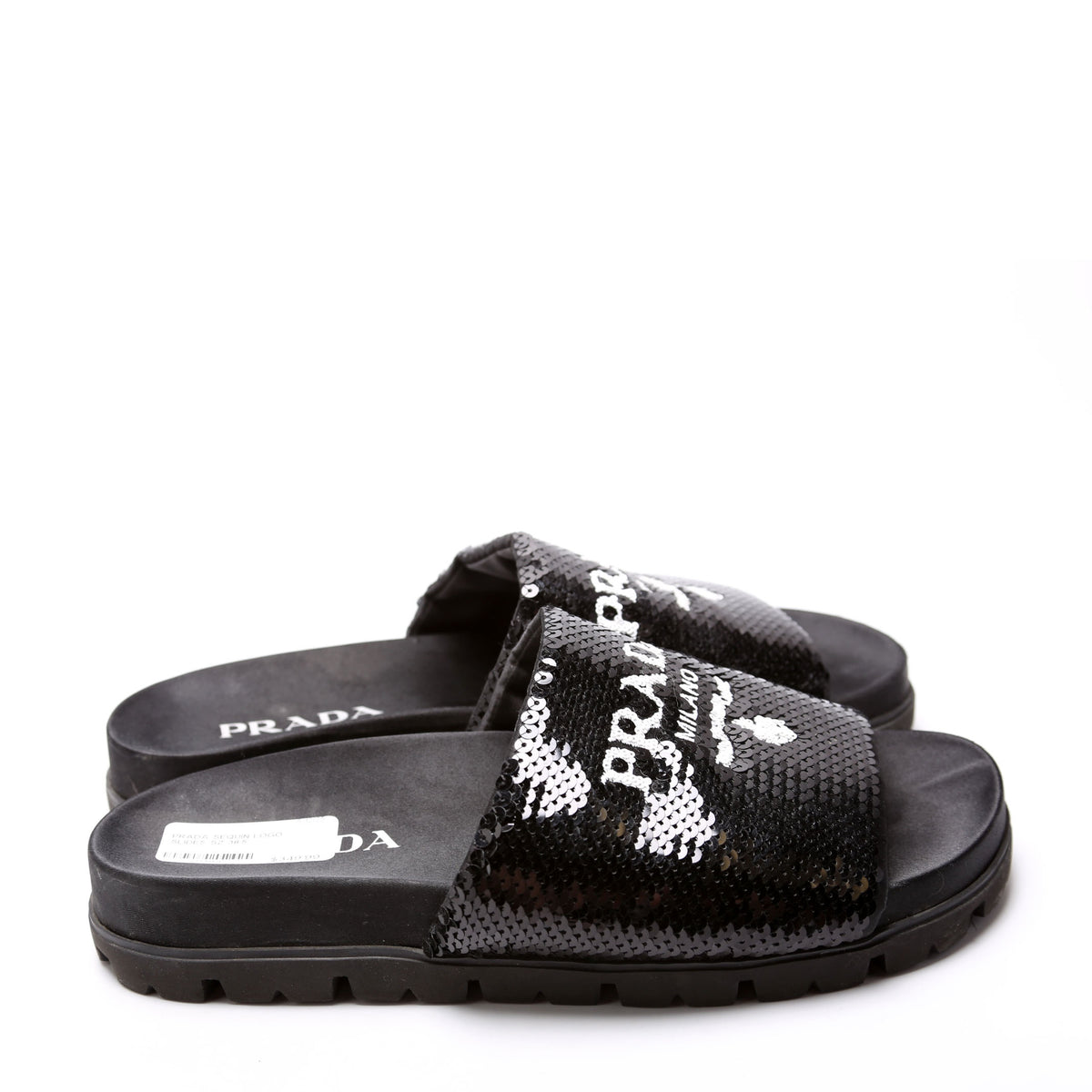 Sequin Logo Slides Size 38.5 Black