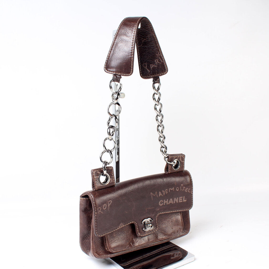 Classic Graffiti Embellished Leather Flap 8M