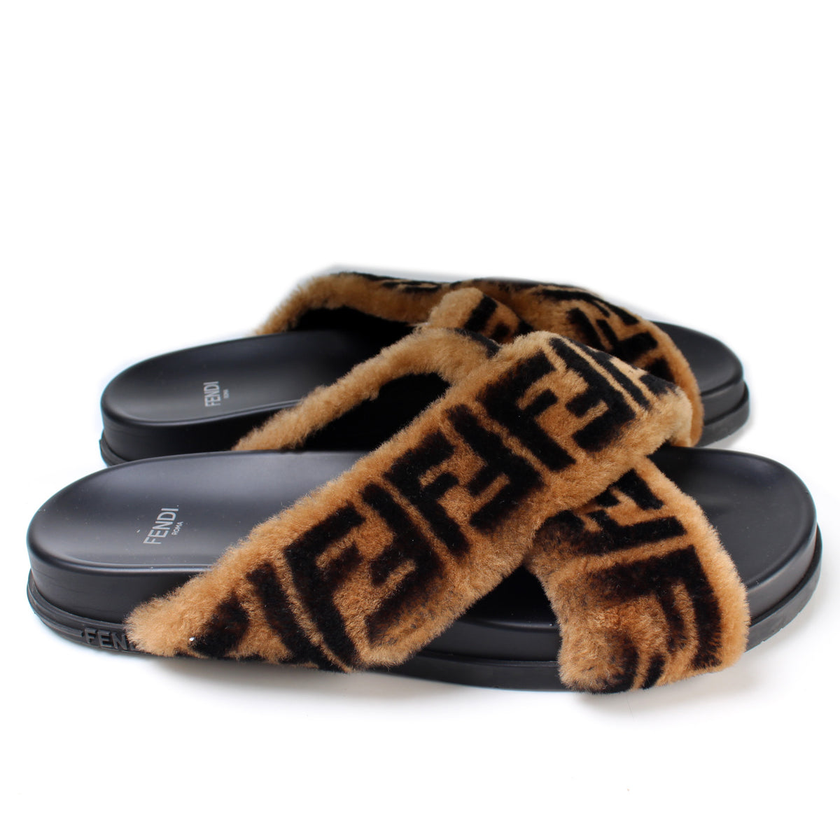 FF Shearling Cross Slides Size 40