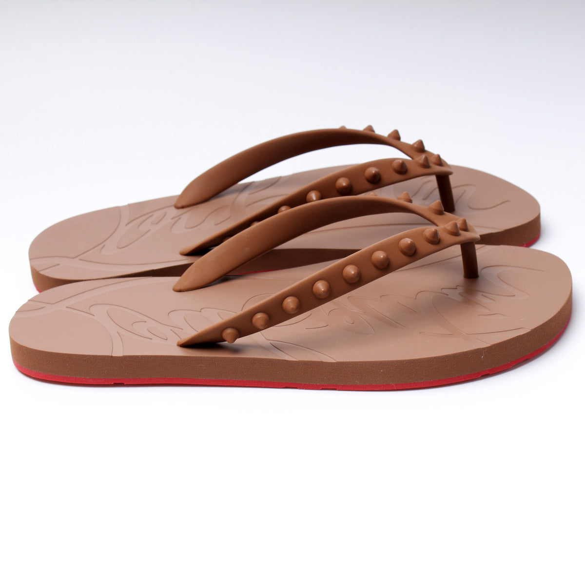 Loubi Spiked Rubber Flip Flops Size 38