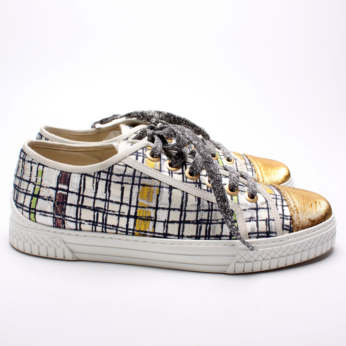 Metallic Tweed Trainers Size 40