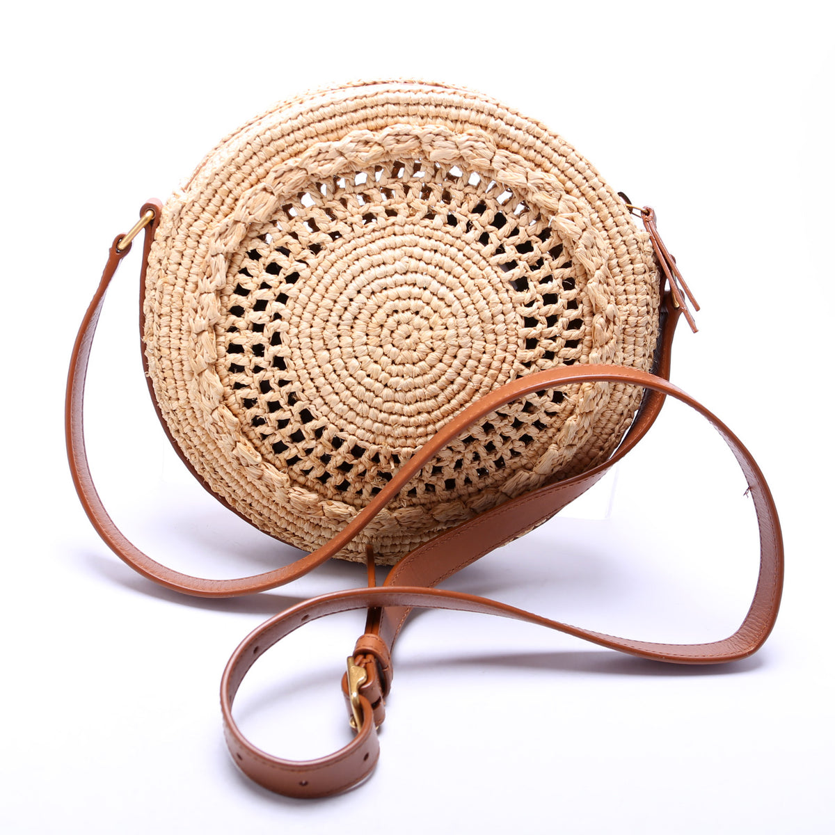 Raffia Woven Sac Round Crossbody